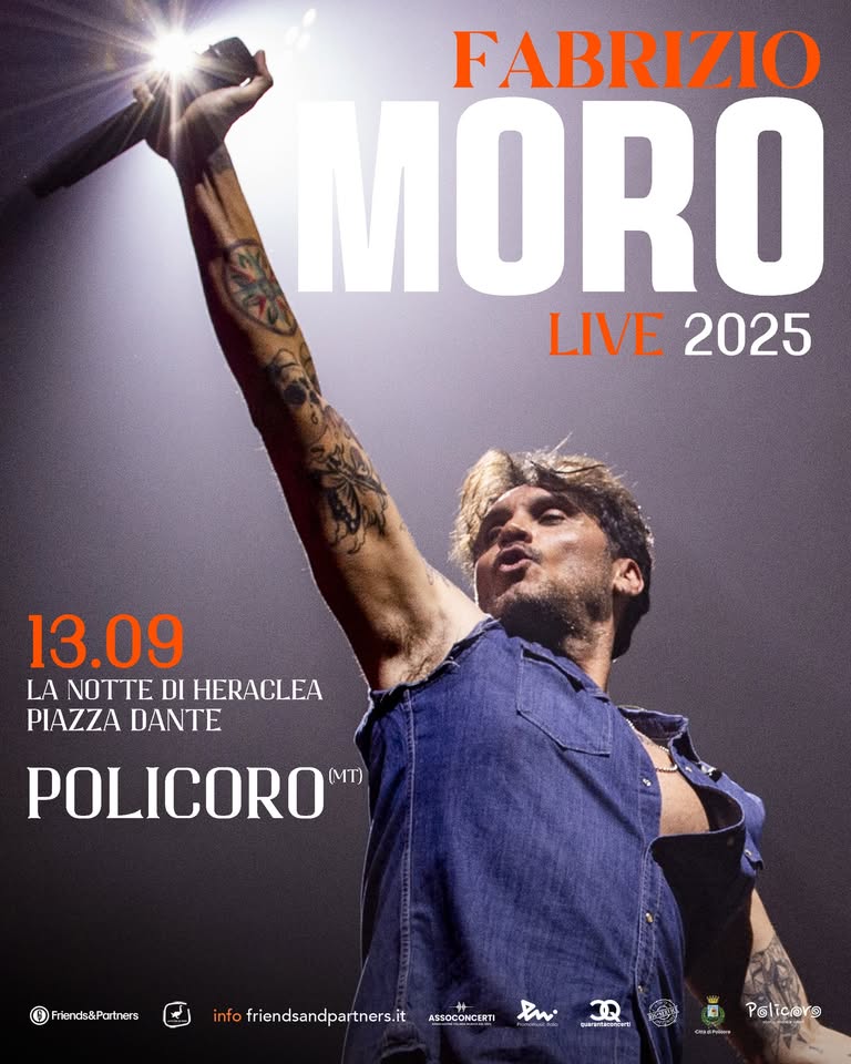 Fabrizio Moro – Piazza Dante Policoro (Mt) La Notte Di Heraclea – Sab. 13/09/ 2025 | cheventi.it