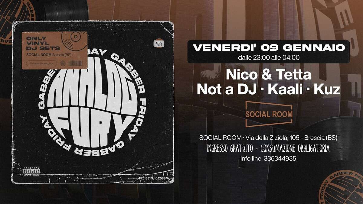 Analog Fury – Gabber Friday - Brescia (BS) - 9 gennaio 2026 | cheventi.it